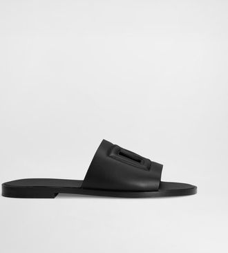 Dolce & Gabbana Calfskin Slide - Mann Sandalen Und Slides Schwarz 43.5