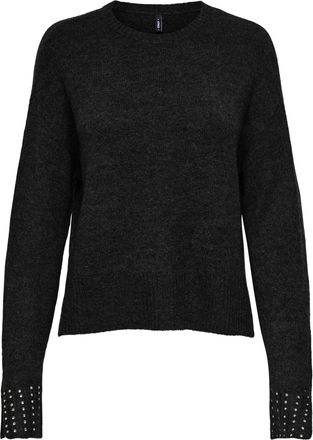 Only Damen Onlohio Ls O-Neck Bling Pullover KNT, Black, S