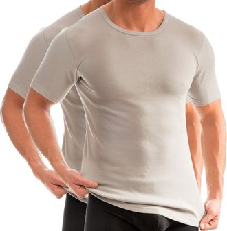 Hermko 3840 2er Pack Herren Kurzarm Shirt (Weitere Farben), 100% Bio-Baumwolle, Größe:D 10 = EU 4XL, Farbe:grau