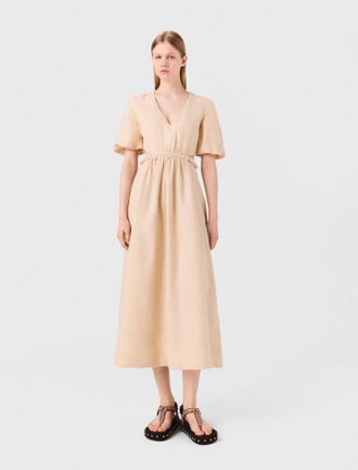 Maje Langes Leinenkleid - Beige - Gr&ouml;&szlig;e 32 - Maje