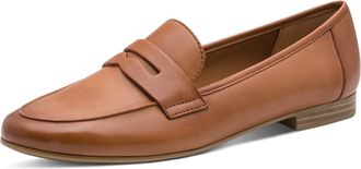 Marco Tozzi Damen Slipper aus Leder mit Blockabsatz, Braun (Cognac), 40 EU