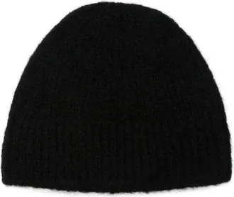 Dries Van Noten 4709 Alpaca-Merino Blend Ribbed Knit Beanie - Black