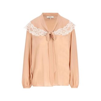 Chlo&eacute; Lace-trim Tie-neck Shirt
