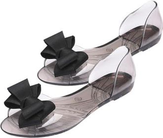 FOMIYES Sandales Plates Femme Été avec Noeud Chaussures de Plage Confortables Mode pour Femmes Noir