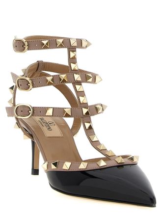 Valentino Garavani Womens Rockstud Heel Multicolor Lamb Leather