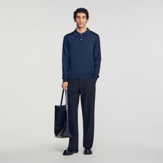 Sandro Langarm Strick-Poloshirt