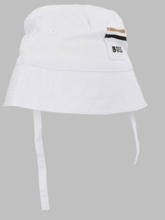 HUGO BOSS J53103K_10P Cotton With Ties Beanie - White