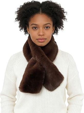 Lina & Lily &Eacute;charpe &agrave; Col en Fausse Fourrure pour Femme Hiver (Brun Chocolat)