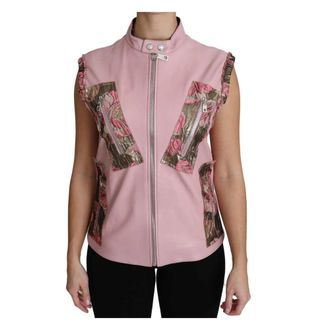 Dolce & Gabbana Rosa &auml;rmellose Lammweste mit Rei&szlig;verschluss - - Jackets - Damen - Rosa - XS