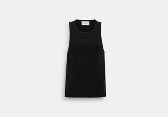 Coach New York Geripptes Tanktop f&uuml;r Frauen in Schwarz, Gr&ouml;&szlig;e X-Klein