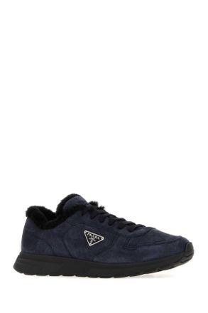 Prada Mens Blue Suede Prax 2.0 Sneakers Bleu