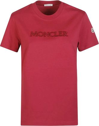 Moncler Femme, Tops, Rouge, Taille: 38 FR Logo T-Shirt