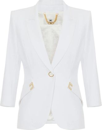 Elisabetta Franchi Femme, Vestes, Blanc, Taille: 40 FR Double Cr&ecirc;pe Stretch Jacket