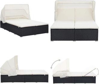 vidaXL Vidaxl - 2-Personen-Sonnenliege mit Auflage Poly Rattan Schwarz - Sonnenliege - Sonnenliegen - Home & Living - Schwarz
