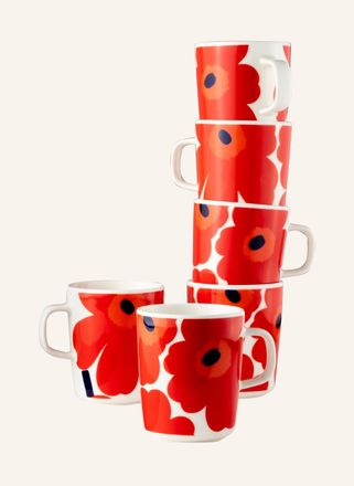 Marimekko 6er-Set Henkelbecher Oiva/Unikko rot