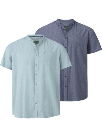 Charles Colby Herren Doppelpack Hemd Duke Carrey blau, 5XL (XXXXXL) - 51/52