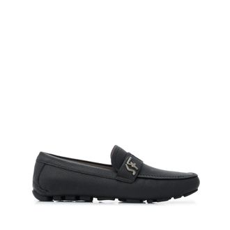Ferragamo Homme, Chaussures, Noir, Taille: 39 EU Mocassins Signature Driver avec Plaque Logo