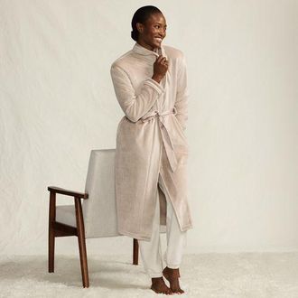 Lands End Morgenmantel aus Samt, Damen, Gr&ouml;&szlig;e:52-54 plus, Pink, Polyester/Polyester-Mischung, by Lands End