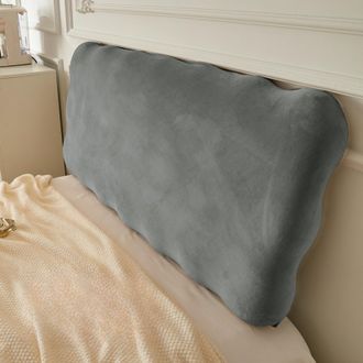 Generic Samtiger unregelm&auml;&szlig;ig dehnbarer Bettkopfteil Bezug Pl&uuml;sch Staubschutzbezug in Unifarbe gepolstert Kopfteil Bezug Schutzh&uuml;lle f&uuml;r Schlafzimmerdekoratio