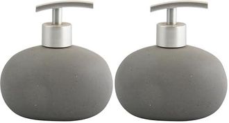 MSV Seifenspender aus Keramik, grau, Steinoptik, Bali, ABS/Steingut, dunkelgrau, Grey (Packung mit 2)