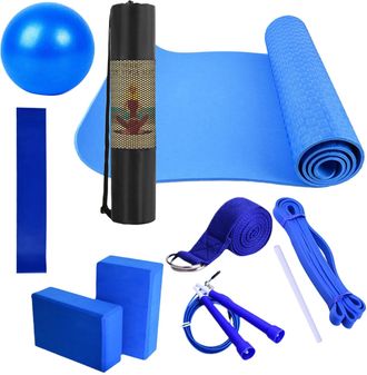 Generic Anf&auml;nger Yoga Kit, Yoga Mat Set, &Uuml;bungsmatte mit Yogabl&ouml;cken, Inklusive Widerstandsband, Stretchband, Trainingsger&auml;te f&uuml;r Pilates und Fitness