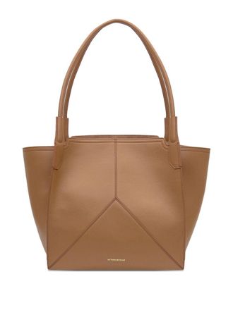 Victoria Beckham Structured Calf Leather Tote Bag - Beige