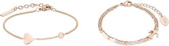 Liebeskind LJ-0511-B-20 Damen Armband Herz Edelstahl Rose 20 cm & s.Oliver Armband Edelstahl Damen Armschmuck, mit Glas, 16+4 cm, Apricot, Anker, Kommt in Schmuc