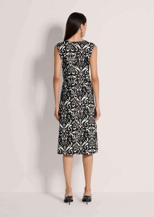 Madeleine Maxikleid Sommerkleid mit Unikat-Print Viskosekleid mit Rundhals, schwingendem Rock, Kniel&auml;nge und ohne Arm