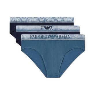 Emporio Armani Homme, Sous-v&ecirc;tements, Multicolore, Taille: L Lot de trois slips en coton stretch