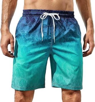 Generic HUIWDP Maillot de bain pour homme avec doublure en maille et poches lat&eacute;rales - S&eacute;chage rapide - L&eacute;ger - Cordon de serrage, bleu, 5XL