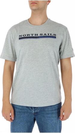 North Sails Homme, Tops, Gris, Taille: 2XL Tee-shirt en Coton Gris &agrave; Manches Courtes