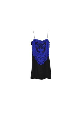 Victoria Beckham Blue & Black Lace Silk Mini Dress Size XS