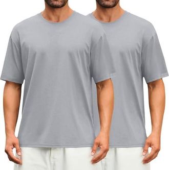 Generic T-shirt uni pour homme 2026 nouveau t-shirt d&eacute;t&eacute; d&eacute;contract&eacute; col rond manches courtes t-shirt classique basique 2 pi&egrave;ces pour int&eacute;rieur et ext&eacute;rieur, 