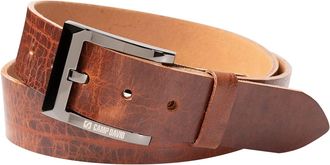 Camp David Herren G&uuml;rtel aus Leder mit Logo auf der Metallschlie&szlig;e Brown, 105