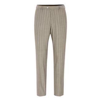 Oscar Jacobson Schmale Passform Gestreifte Wollhose - - Trousers - Herren - Beige - L