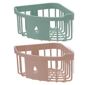 FOMIYES Bohrfreies 2 St&uuml;ck Dreieck Aufbewahrungsregal aus Langlebigem Pp f&uuml;r Badezimmer Wand Eckorganizer zur Platzsparenden Badorganisation Zuf&auml;llige Farbe