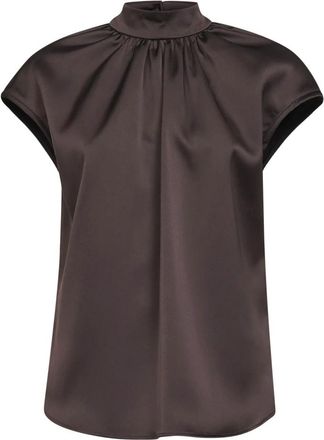 Blanca Vita Femme, Blouses et Chemises, Brun, Taille: 38 FR Haut &agrave; Col Montant Fronc&eacute;