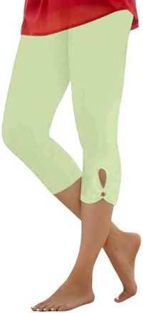 Generic Legging capri habill&eacute; d&eacute;contract&eacute; d&eacute;t&eacute; longueur genou pantalon court tendance l&eacute;ger v&ecirc;tements pour femme, vert clair, 3XL