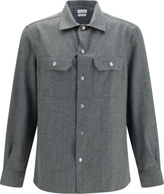 Brunello Cucinelli Hemd aus Schurwolle - - Jackets - Herren - Gr&uuml;n - L