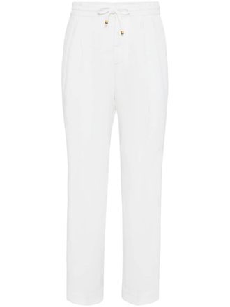 Brunello Cucinelli pantalon en lin à lien de resserrage - Blanc