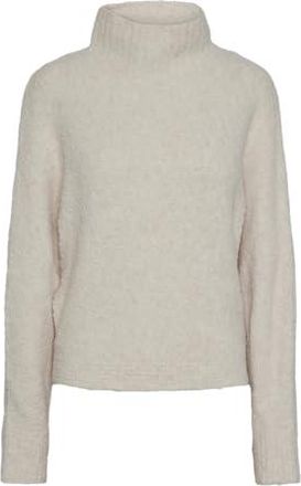 Pieces Pcnori Ls High Neck Bat Wing Knit BC Pull en Tricot, Bouleau-Détails : Egret, L Femme
