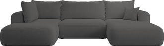 Selsey Sofa Ecksofa Eckcouch Schlafsofa Couch Mit Stauraum Schlaffunktion Pflegeleicht Polyurethanschaum U Form Links OVO Dunkelgrau Boucle Abriamo