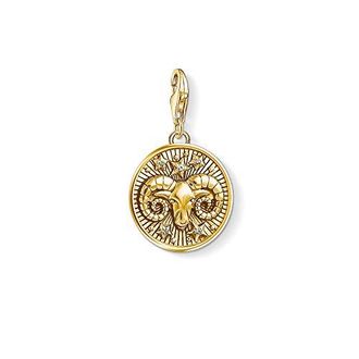 Thomas Sabo Femmes Hommes-Charm-Pendentif Signe Zodiacal Bélier Charm Club Argent Sterling 925 plaqué or jaune 18 carats 1652-414-39