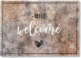 Astra Tapis de propret&eacute; Doux et Moelleux Pure & Soft - Tapis de propret&eacute; int&eacute;rieur - Paillasson r&eacute;sistant - Hello Welcome 50 x 70 cm