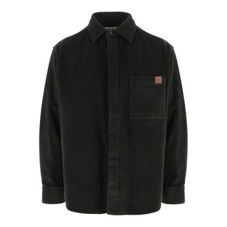Darkpark Geripptes Baumwoll-Samt-Hemd - - Shirts - Herren - Gr&uuml;n - L