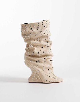 Azalea Wang Azalea Wang - Naomani - Bottes style sandales ornement&eacute;es - Beige-Neutre