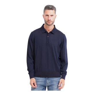 HUGO BOSS Extra Fine Merino Strick Poloshirt - - Tops - Herren - Blau - S