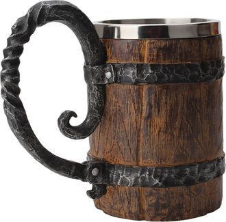 Generic Fassbierkrug - Authentischer Becher Im Nordischen Stil, Rustikaler Mittelalterlicher Humpen | Wikinger-Becher Aus Für Met, Auslaufsicheres Edelstahl-T