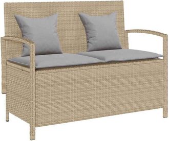 vidaXL Vidaxl - Banc de rangement de jardin avec coussin beige r&eacute;sine tress&eacute;e