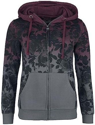 Rock Rebel by EMP Femme Veste de surv&ecirc;tement Grise avec Roses et d&eacute;grad&eacute; de Couleurs XXL